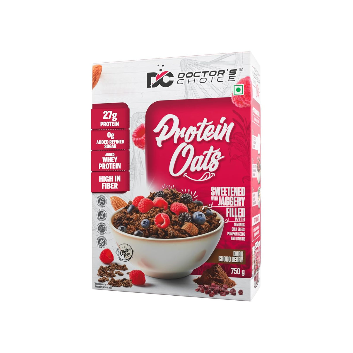 DOCTORS CHOICE (DC) High Protein Oats 750g Dark Choco Berry – NUTRIKART