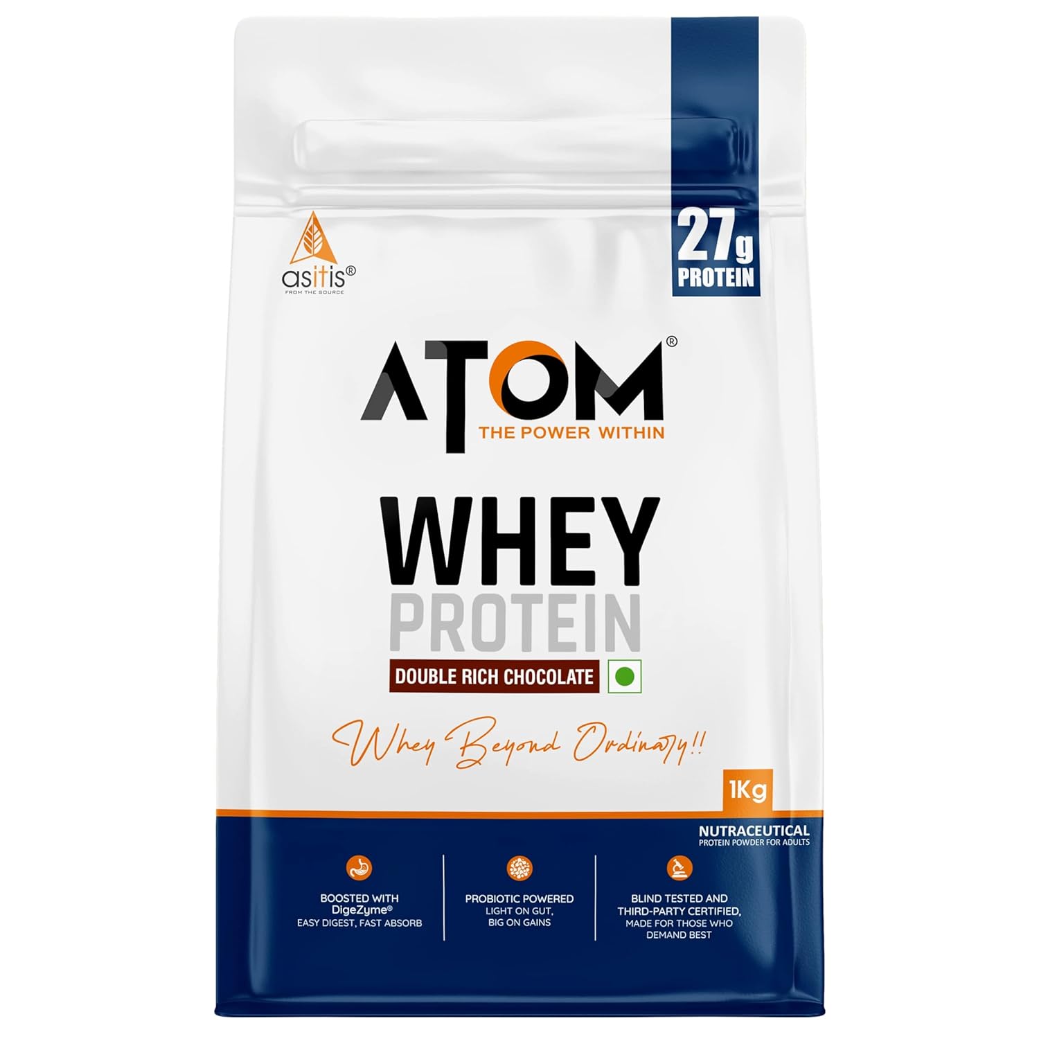 AS-IT-IS Nutrition ATOM Whey Protein 27g protein Isolate & Concentrate ...